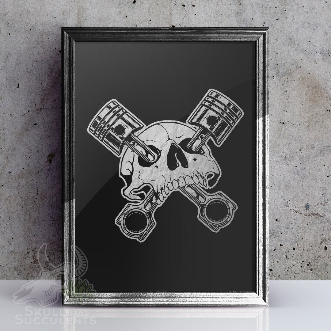 Piston Skull and Crossbones Foil Art Print - Etsy