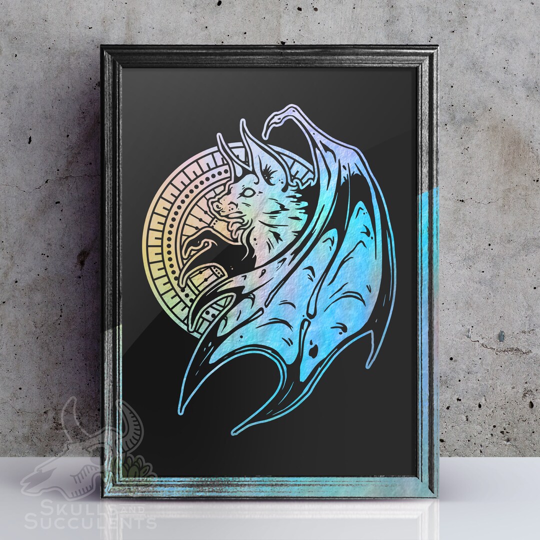 Bat Medallion Foil Art Print - Etsy