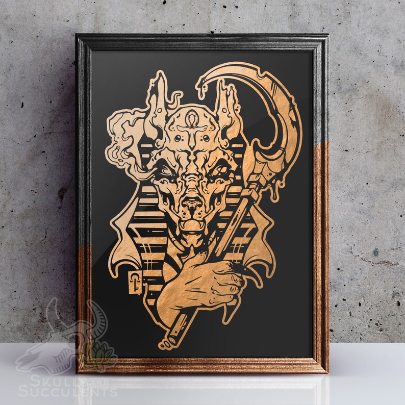 Anubis Egyptian God Foil Art Print - Etsy