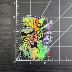 Japanese Sushi Koi Fish Holographic Sticker - Weather-resistant Vinyl ...