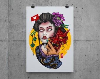 Geisha Oni Mask - Etsy
