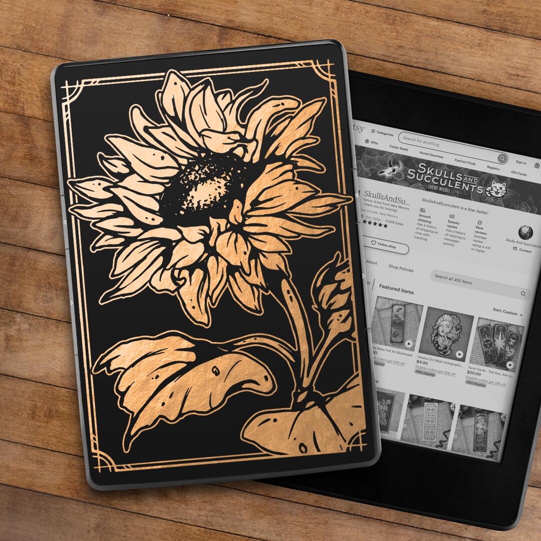 Sunflower Foil Art Kindle Insert for Clear Case - Etsy