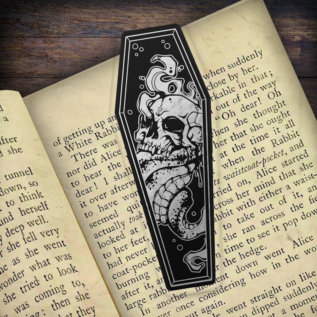 Coffin Shaped Skull Snake Smoke Foil Art Bookmark - Etsy