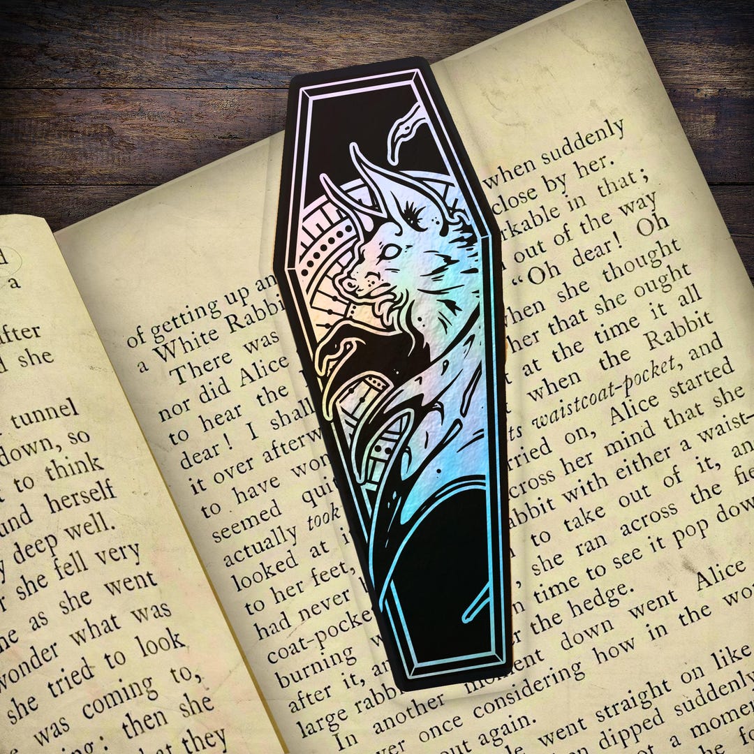 Coffin Shaped Bat & Medallion Foil Art Bookmark - Etsy