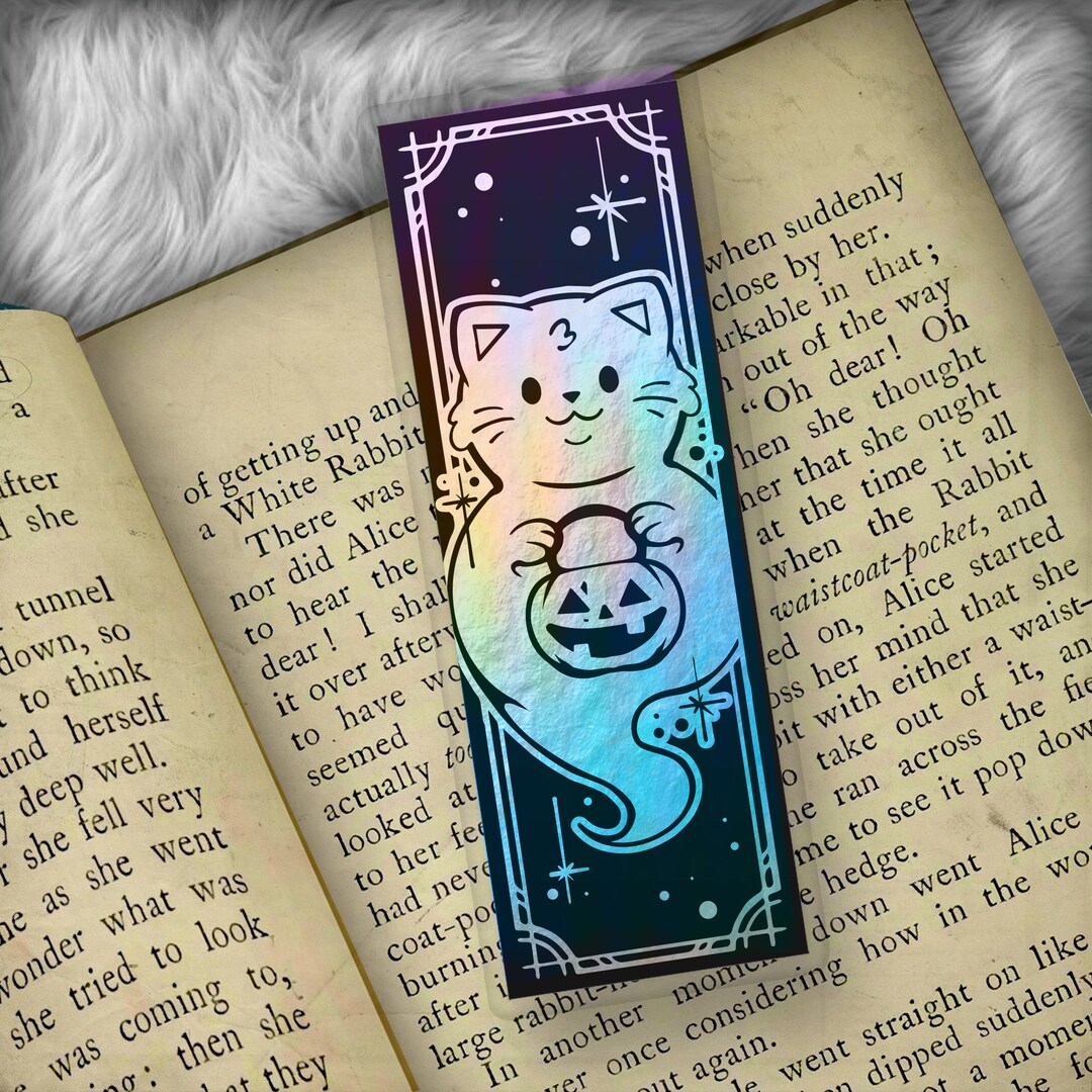 Ghost Cat Foil Art Bookmark - Etsy