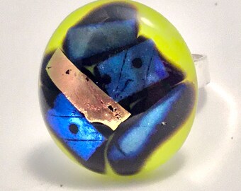 Fused Glass Ring - Etsy UK