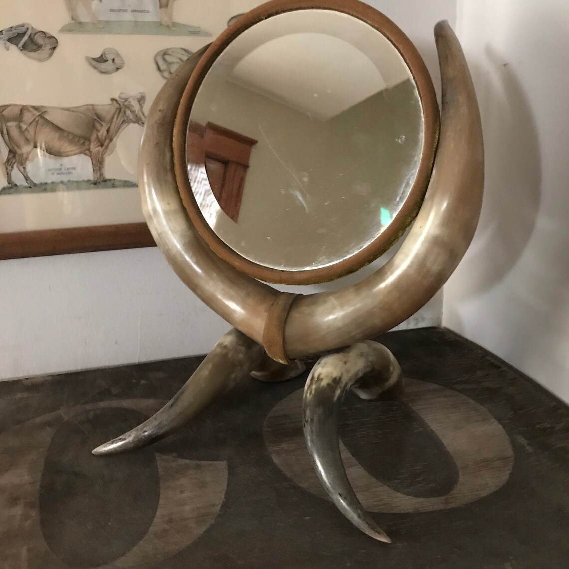 Antique Horn Mirror Victorian Western Shaving Mirror Vanity - Etsy