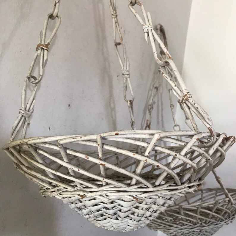 Antique Wicker Baskets Hanging Trough Garden Basket Mid - Etsy