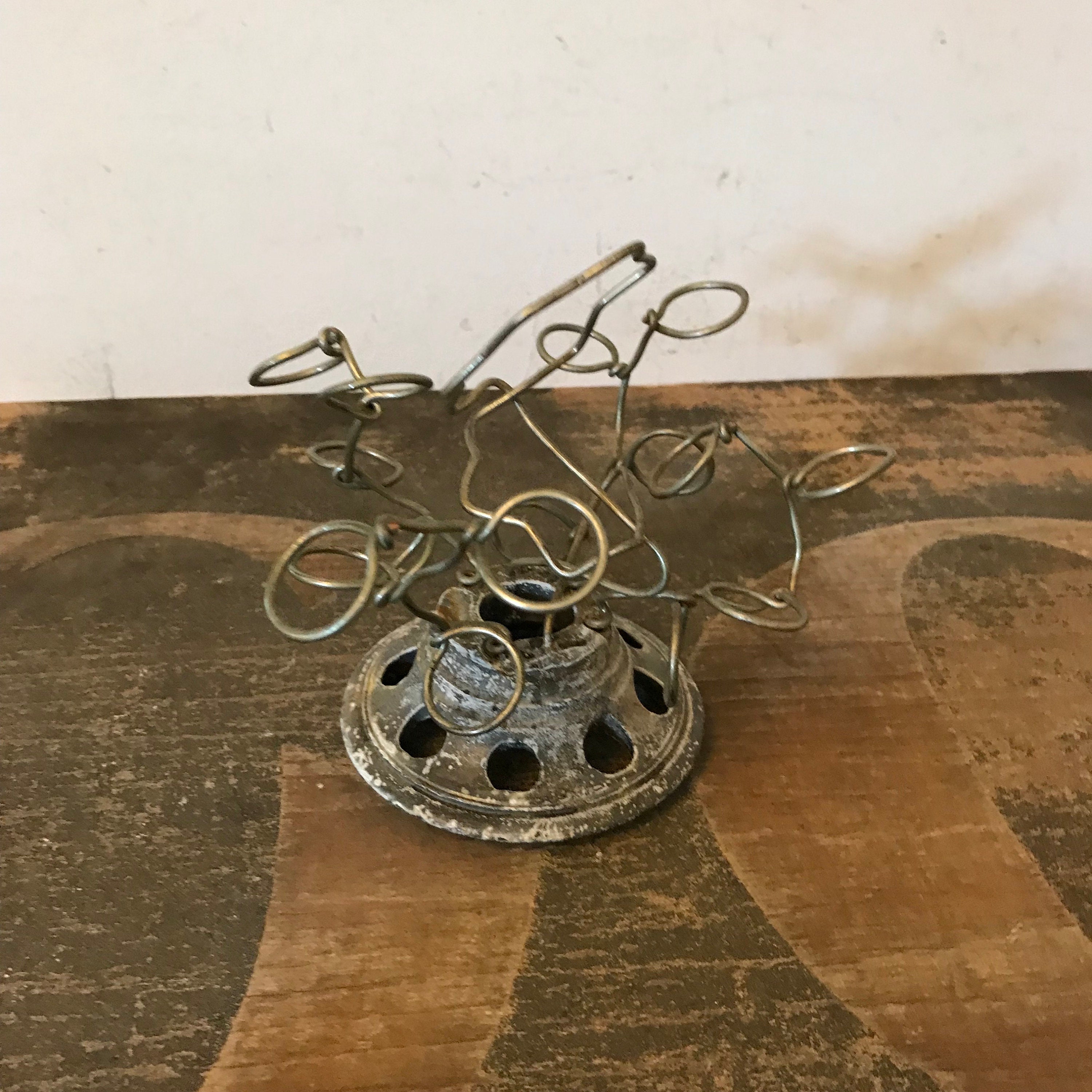 Antique Wire Flower Frogs Industrial Flower Arranger French Garden Wire ...