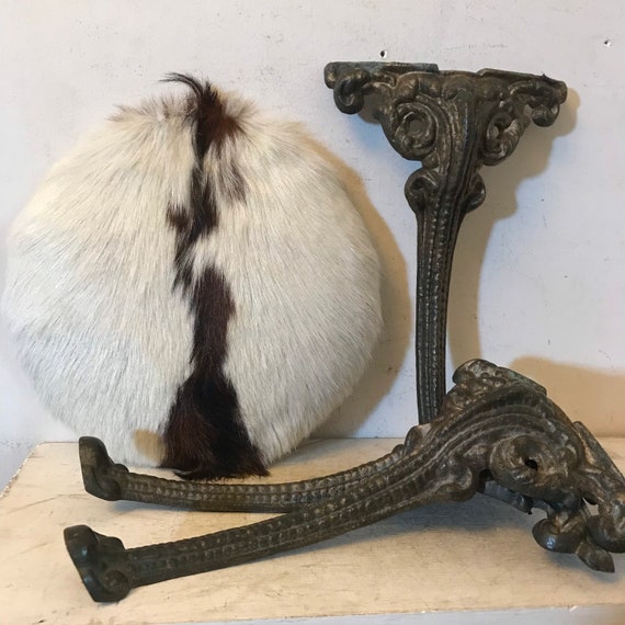 Antique Rams Head Stool Hide Ottoman Footstool Industrial Goat Hide Etsy