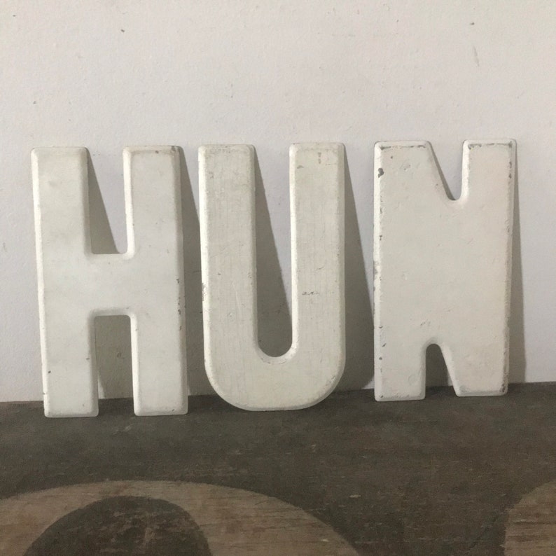 Antique Metal Letters HUN Wood Letter Store Sign Industrial - Etsy
