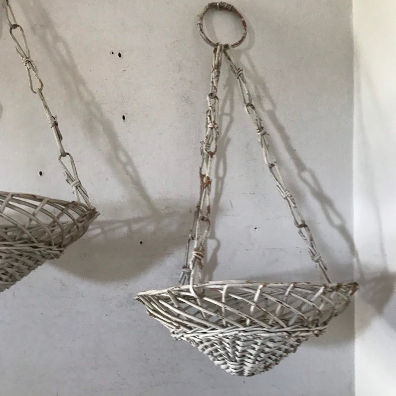 Antique Wicker Baskets Hanging Trough Garden Basket Mid - Etsy