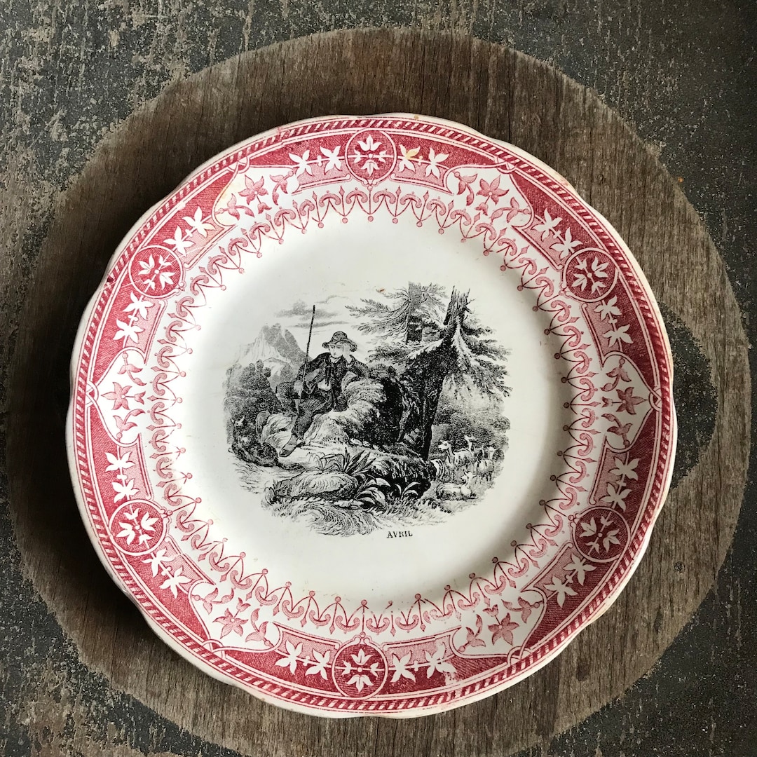 Antique French Plates French Calendar Plates Month Birthday April Ware ...