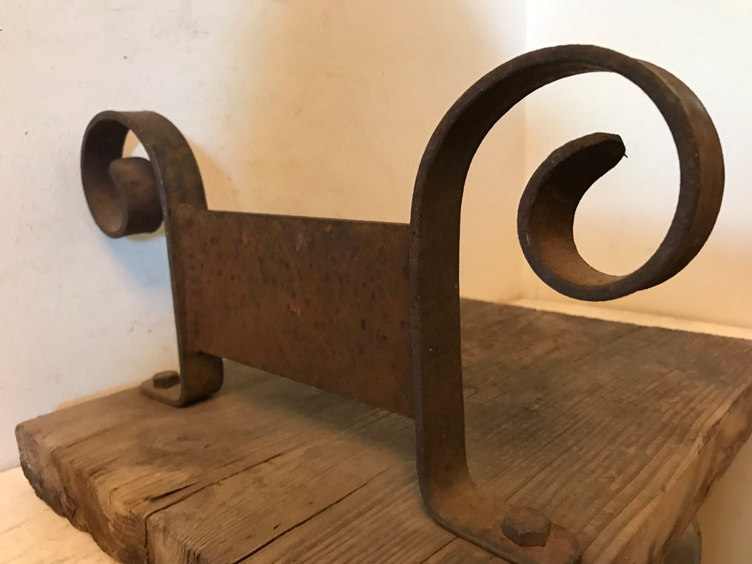 Antique French Rams Head Boot Scraper Iron Scroll Industrial Wood ...