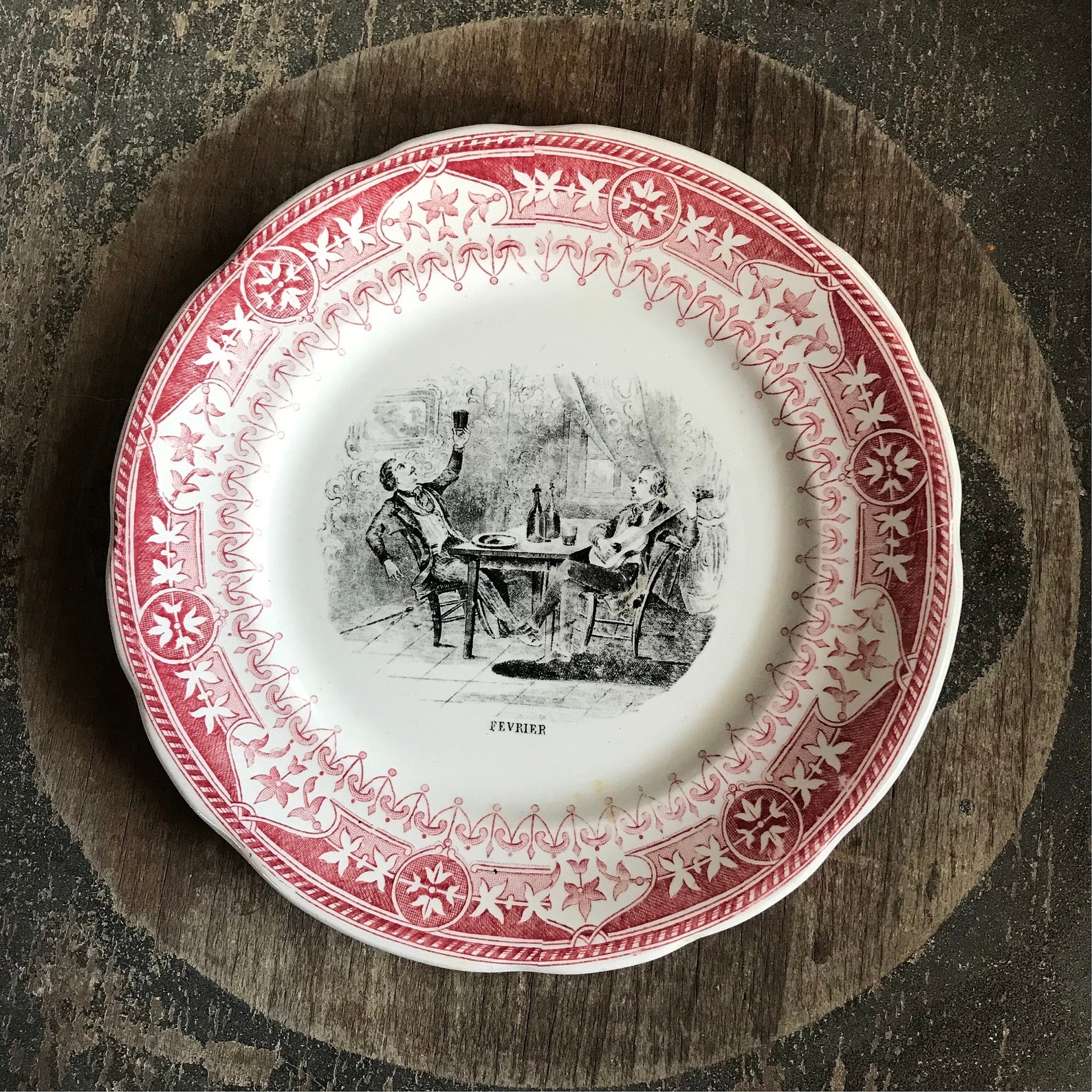 Antique French Plate French Calendar Plates Month Birthday February ...