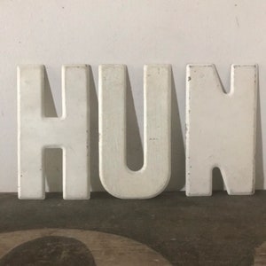 Antique Metal Letters HUN Wood Letter Store Sign Industrial ...