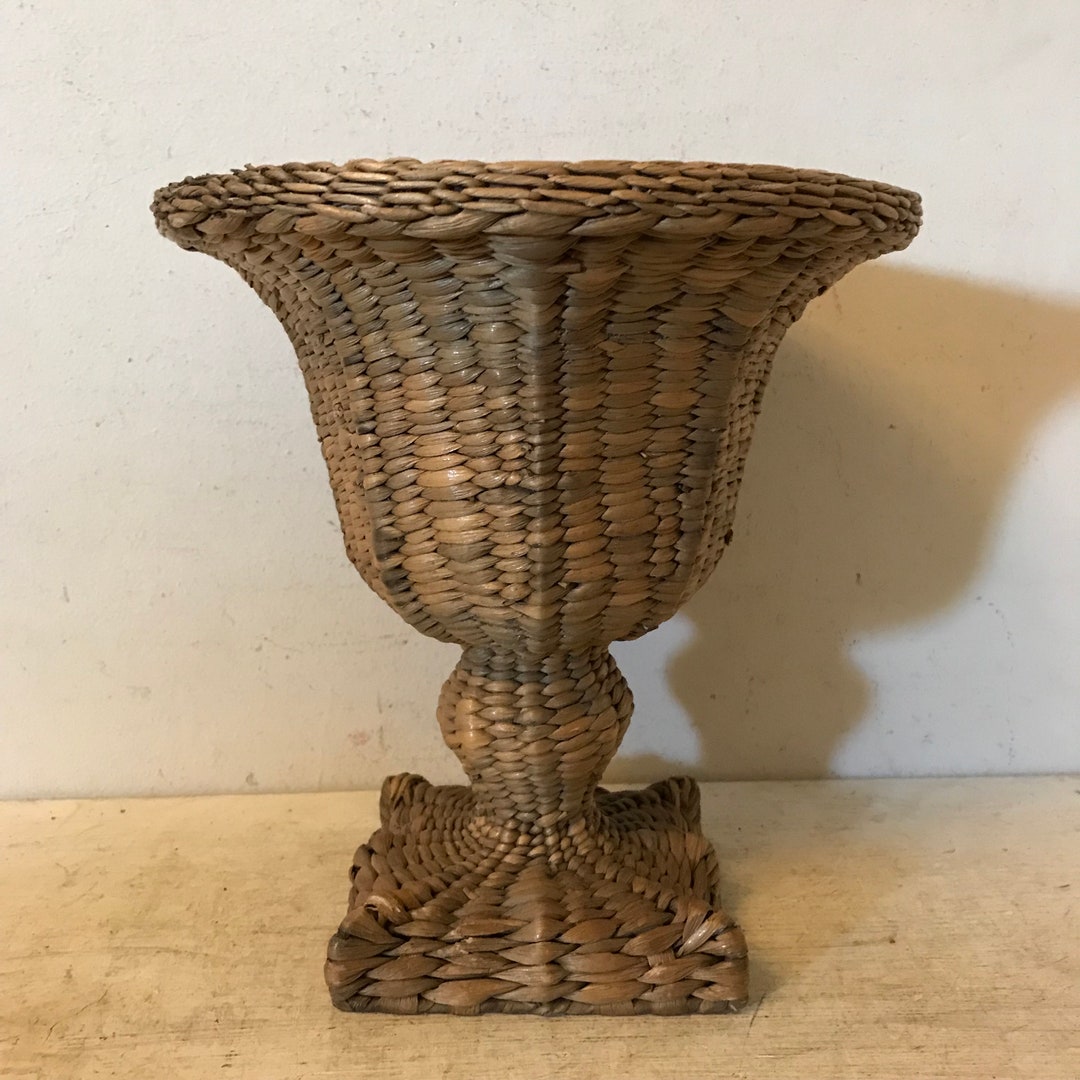 Antique French Wicker Urn Basket French Garden Footed Basket - Etsy