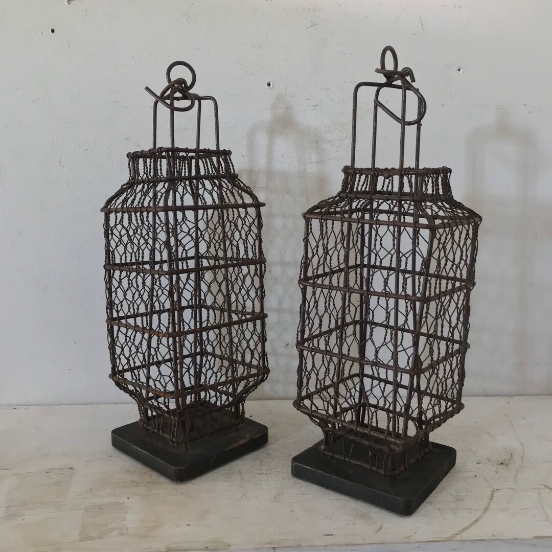 Vintage Chinese Lanterns Garden Candleholder Metal Mesh Lantern Wire ...