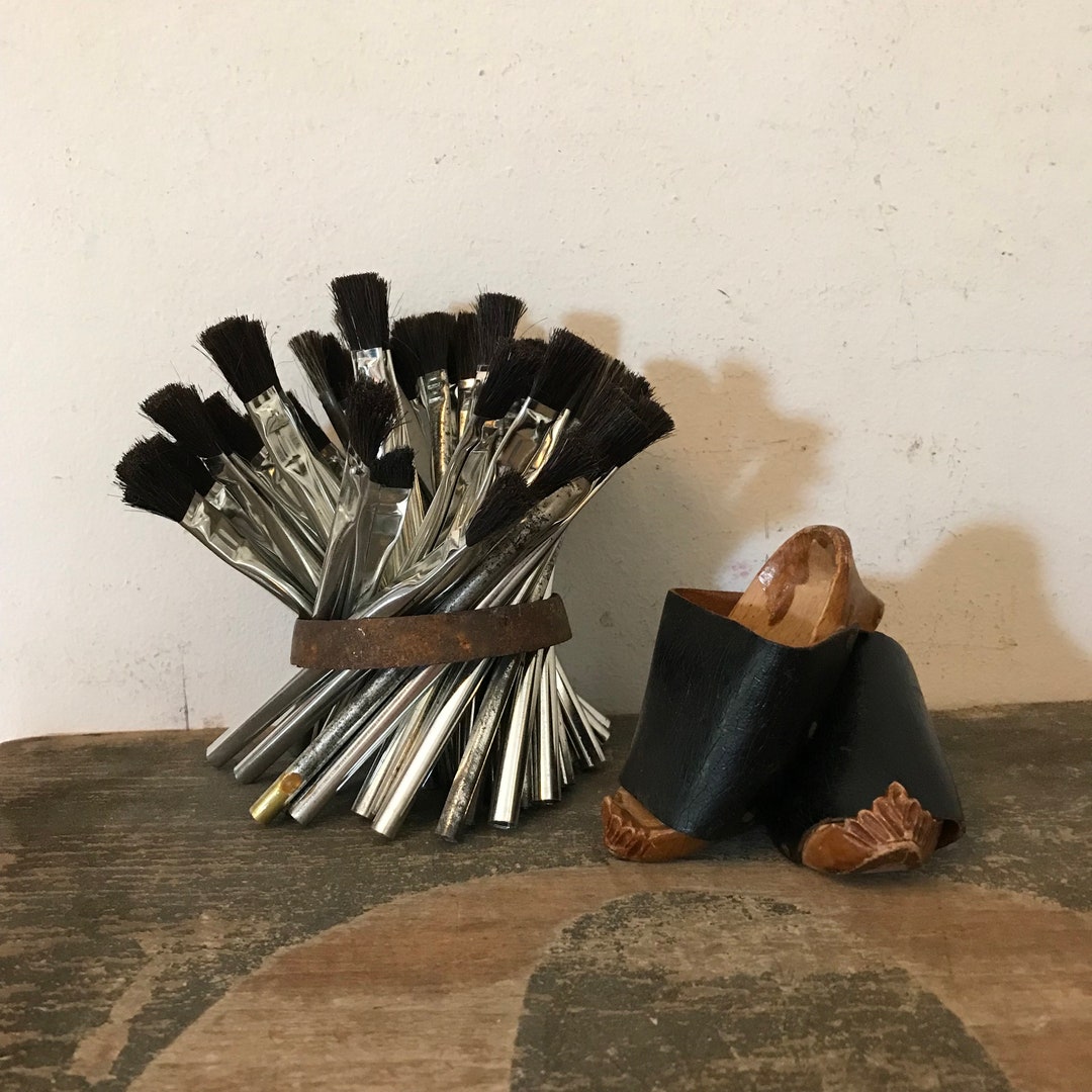 Antique French Clog Leather Doll Shoes Child’s Toy Wood Clog Fragment ...