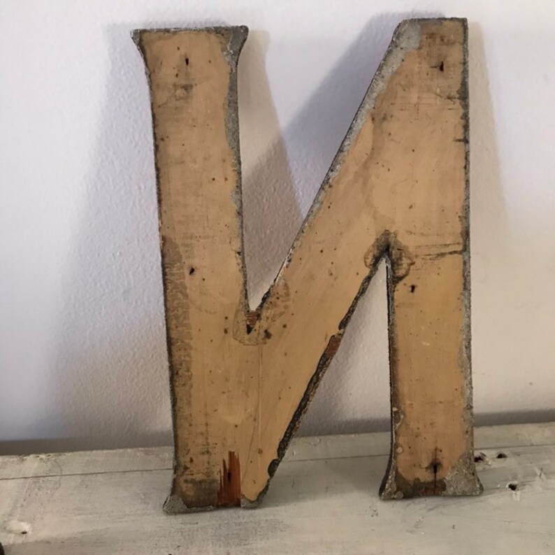 Signs Antique Wood Letter N Wood Letter N Store Sign Industrial ...