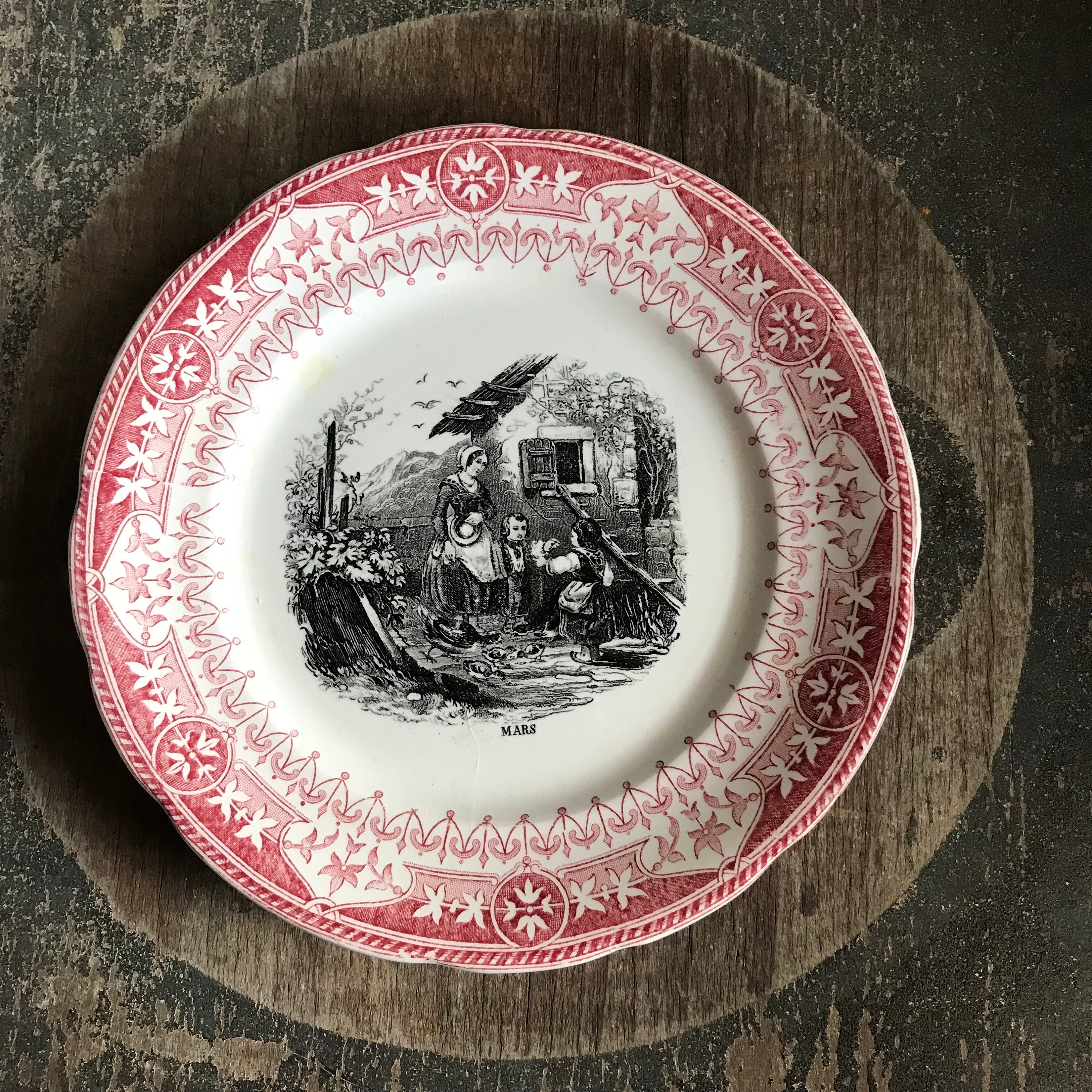 Antique French Plate French Calendar Plates Month Birthday March ...