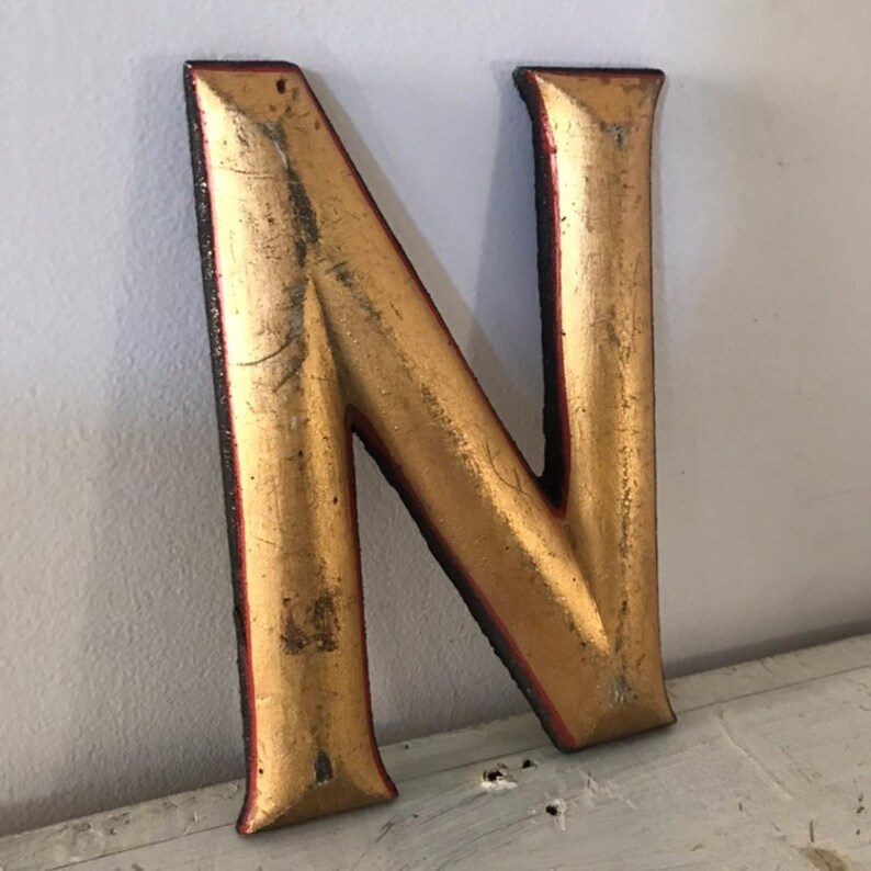 Signs Antique Wood Letter N Wood Letter N Store Sign Industrial ...