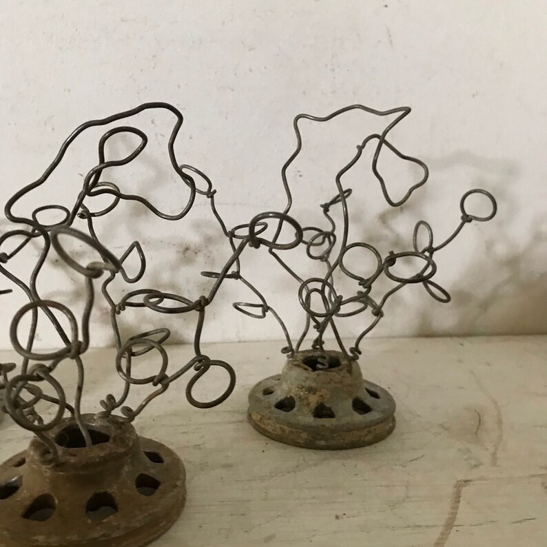 Antique Wire Flower Frogs Industrial Flower Arranger French Garden Wire ...