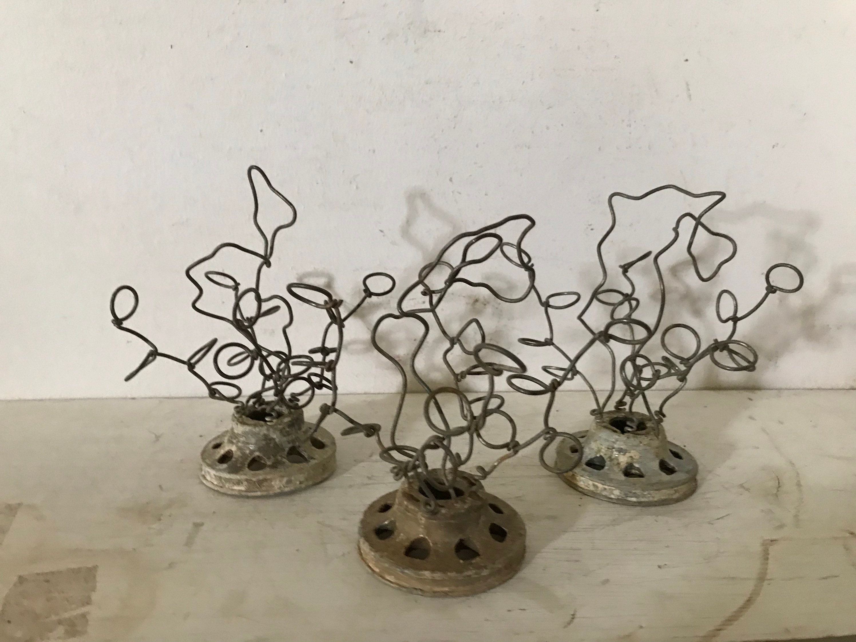 Antique Wire Flower Frogs Industrial Flower Arranger French Garden Wire ...