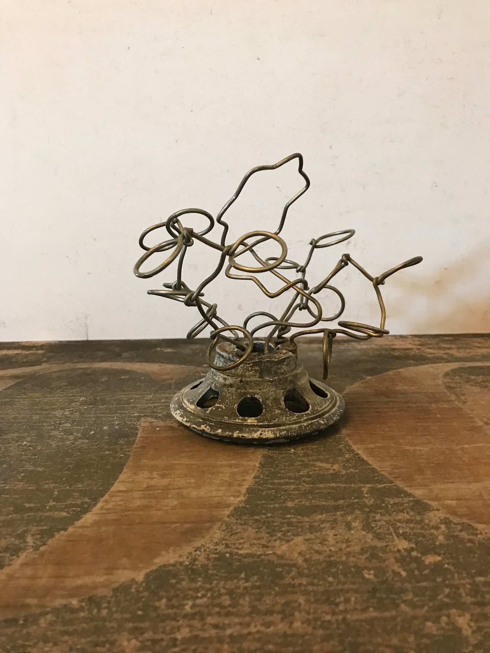 Antique Wire Flower Frogs Industrial Flower Arranger French Garden Wire ...