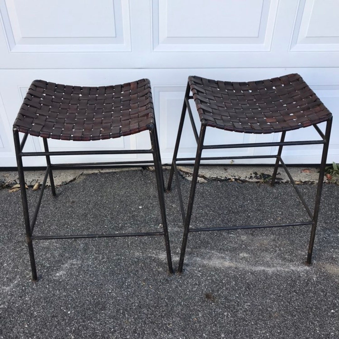 Antique French Stools Leather Stools Mid Century Modern Footstool Bench ...