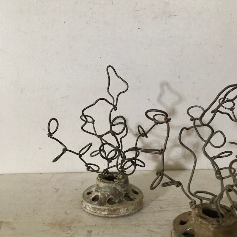Antique Wire Flower Frogs Industrial Flower Arranger French Garden Wire ...