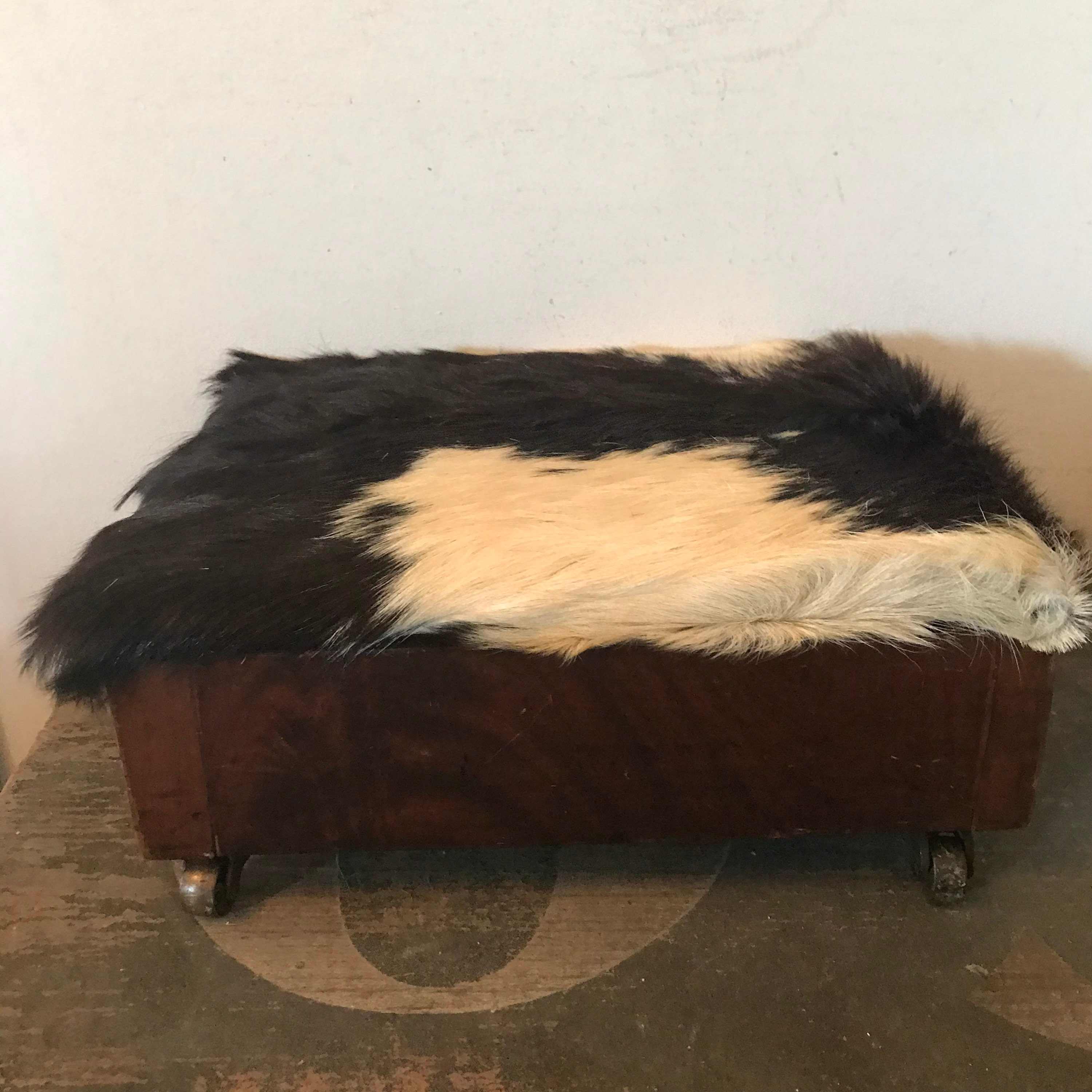 Antique Hide Ottoman Bench Leather Footstool Ottoman Industrial Classic ...