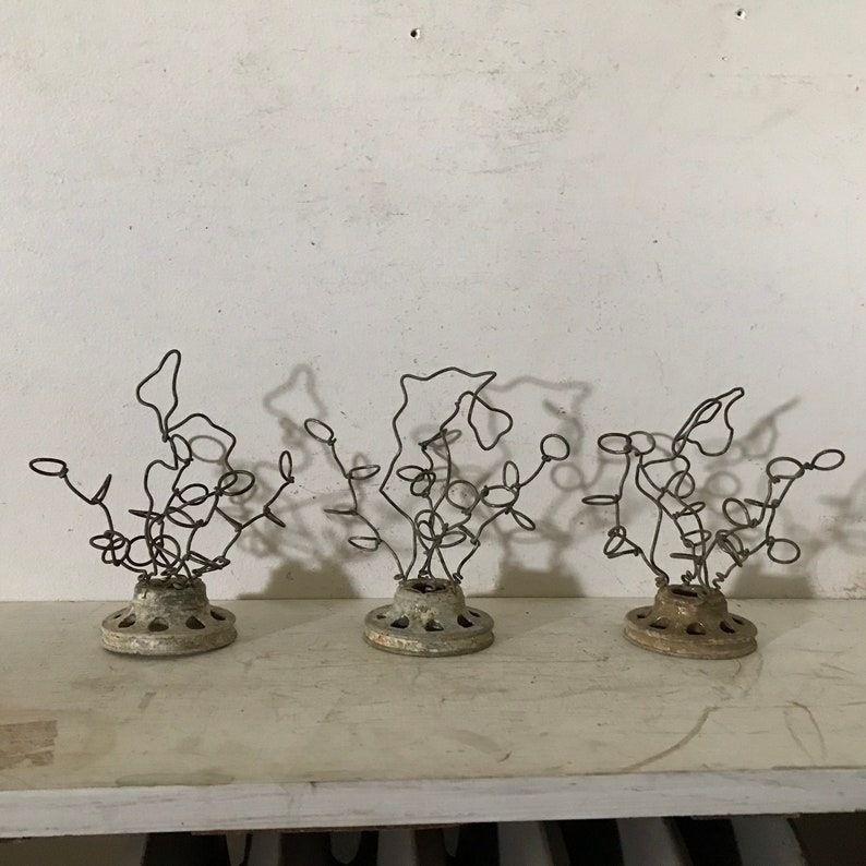 Antique Wire Flower Frogs Industrial Flower Arranger French Garden Wire ...