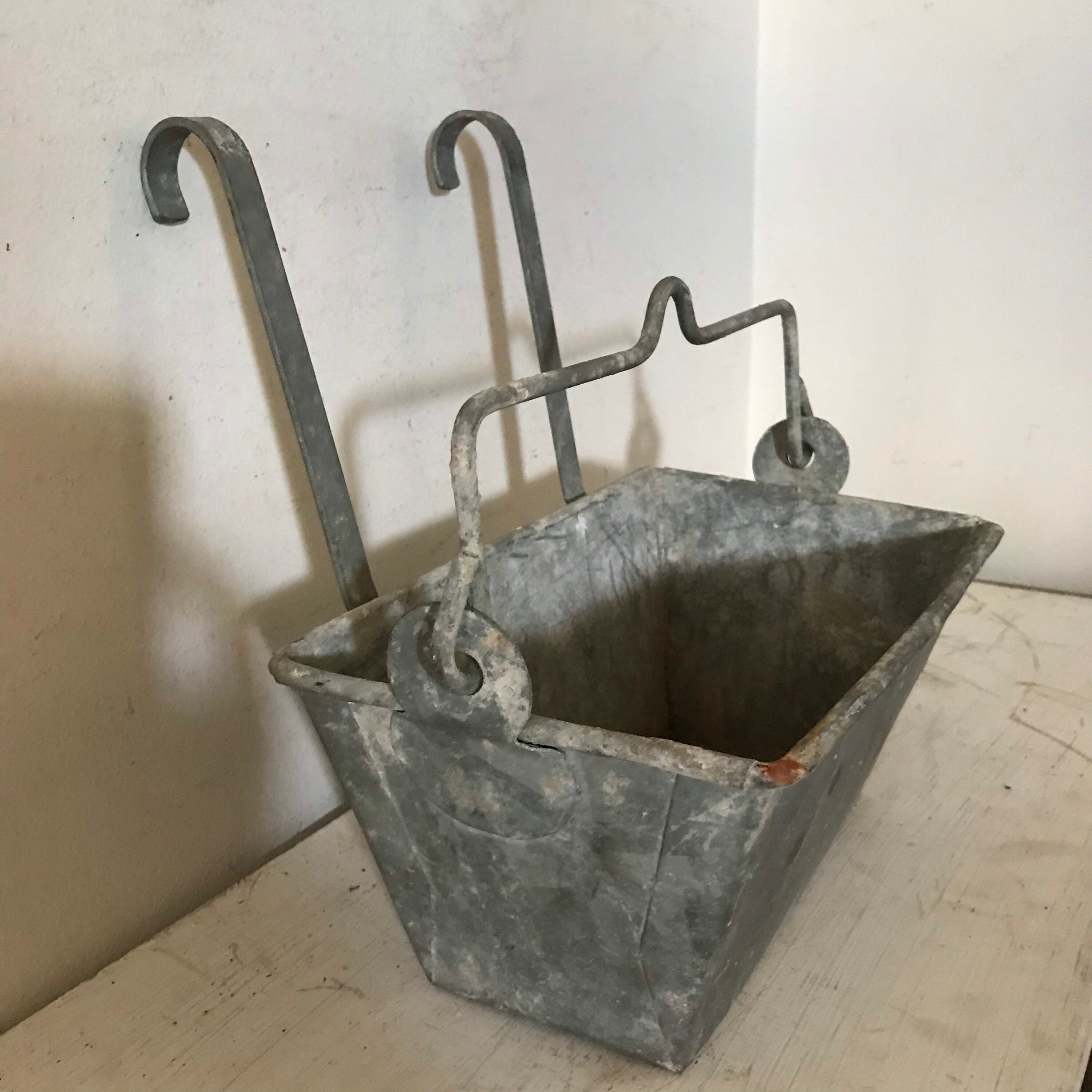 Antique French Zinc Bucket French Painters Galvanized Basket French ...