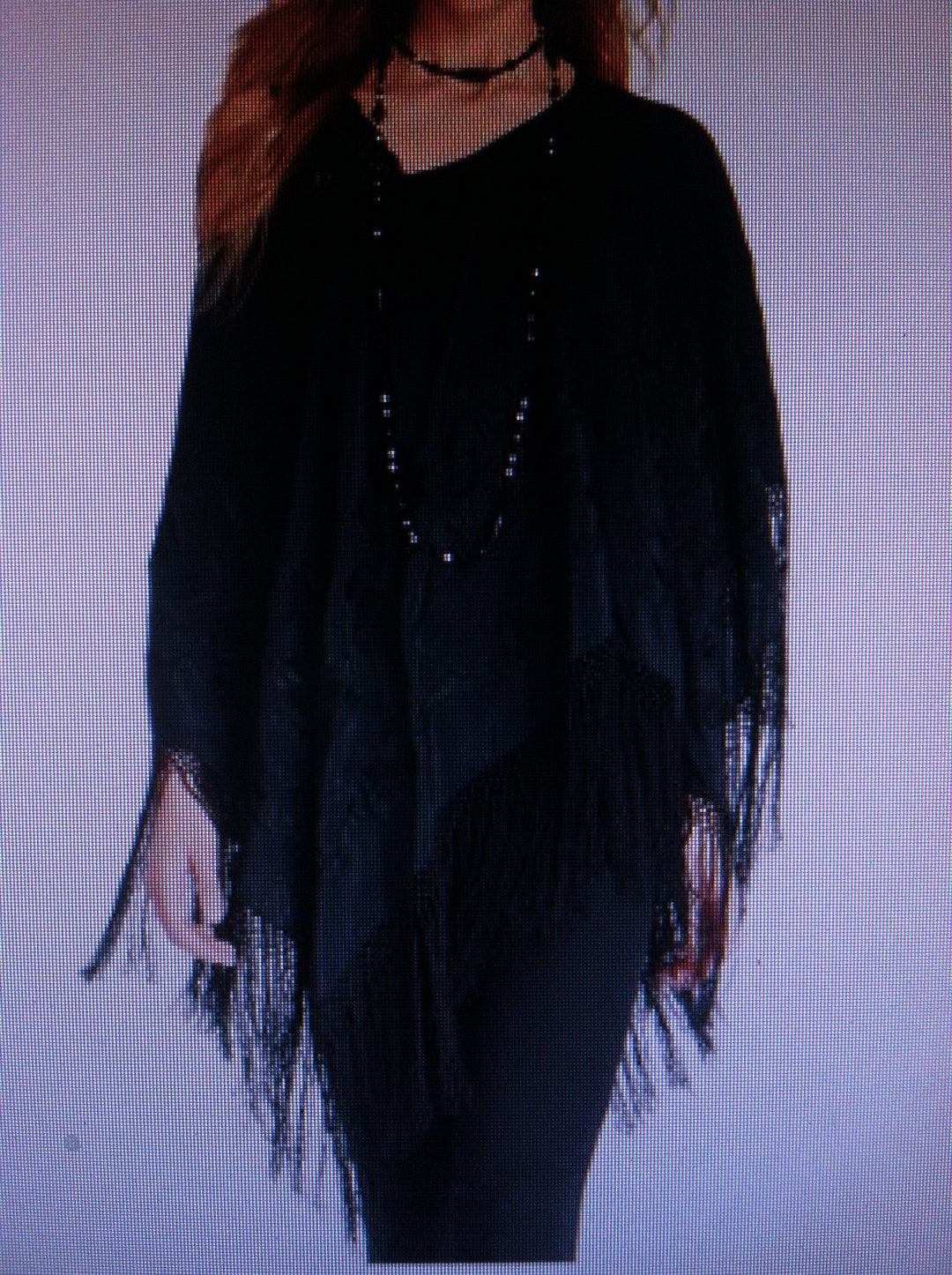 Ralph Lauren Poncho Piano Shawl Poncho Black Silk Hand Embroidered ...