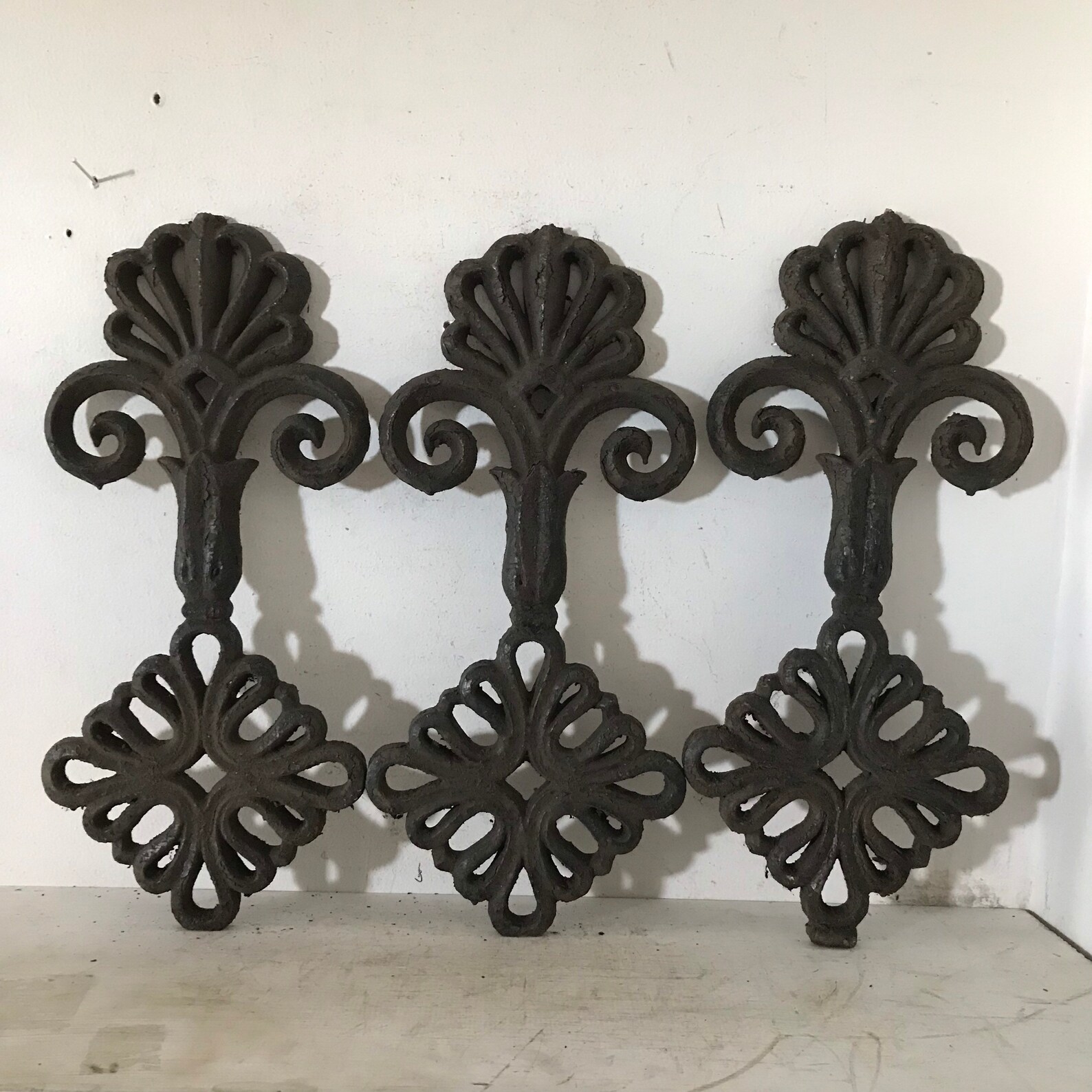 Antique Architectural Flower Fragments French Style Iron Industrial ...