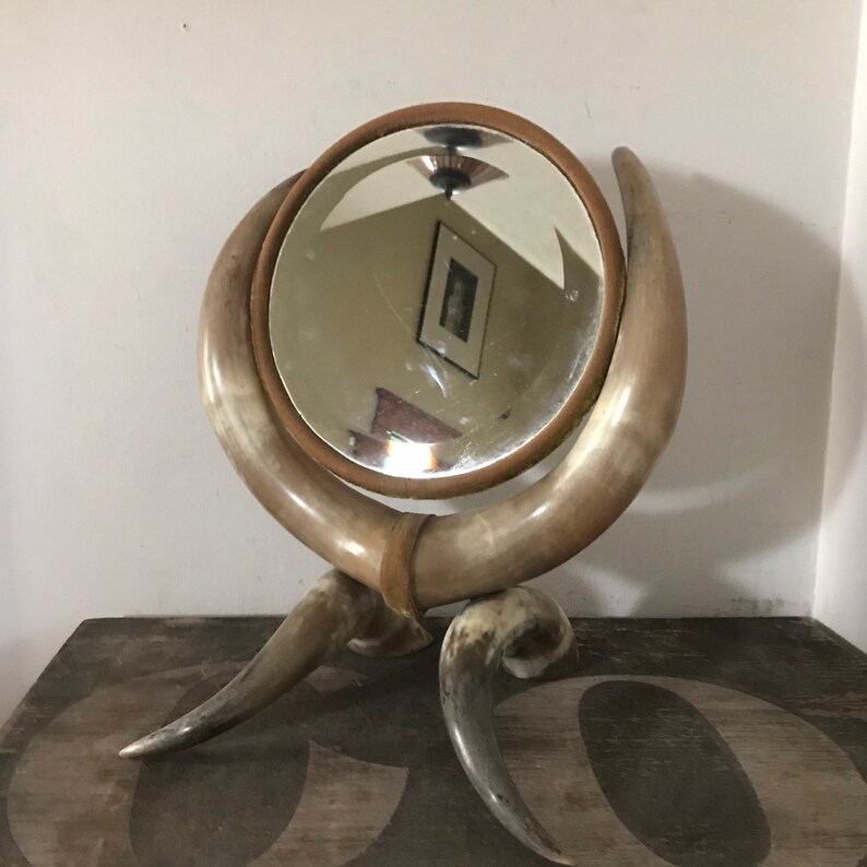 Antique Horn Mirror Victorian Western Shaving Mirror Vanity - Etsy