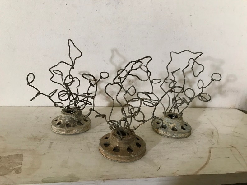 Antique Wire Flower Frogs Industrial Flower Arranger French Garden Wire ...