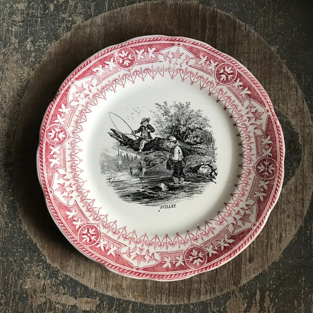 Antique French Plate French Calendar Plates Month Birthday July ...