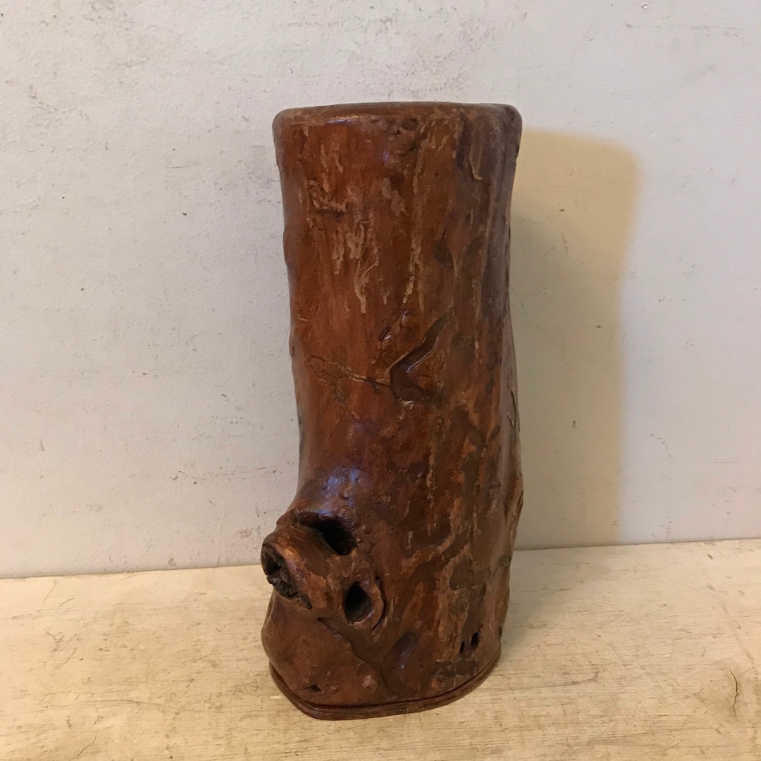 Antique Wood Vase Log Faux Bois Live Edge Raw Wood Stands Scientific ...