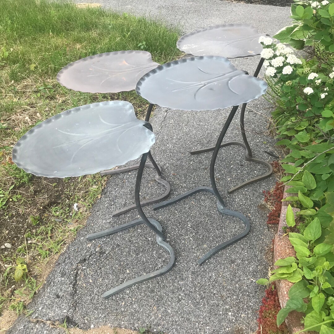 Antique Salterini Lily Pad Tables Garden Set Leaf Mid Century Iron ...