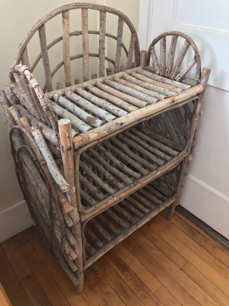 Vintage Twig Shelves Bookcase Garden Lodge - Etsy