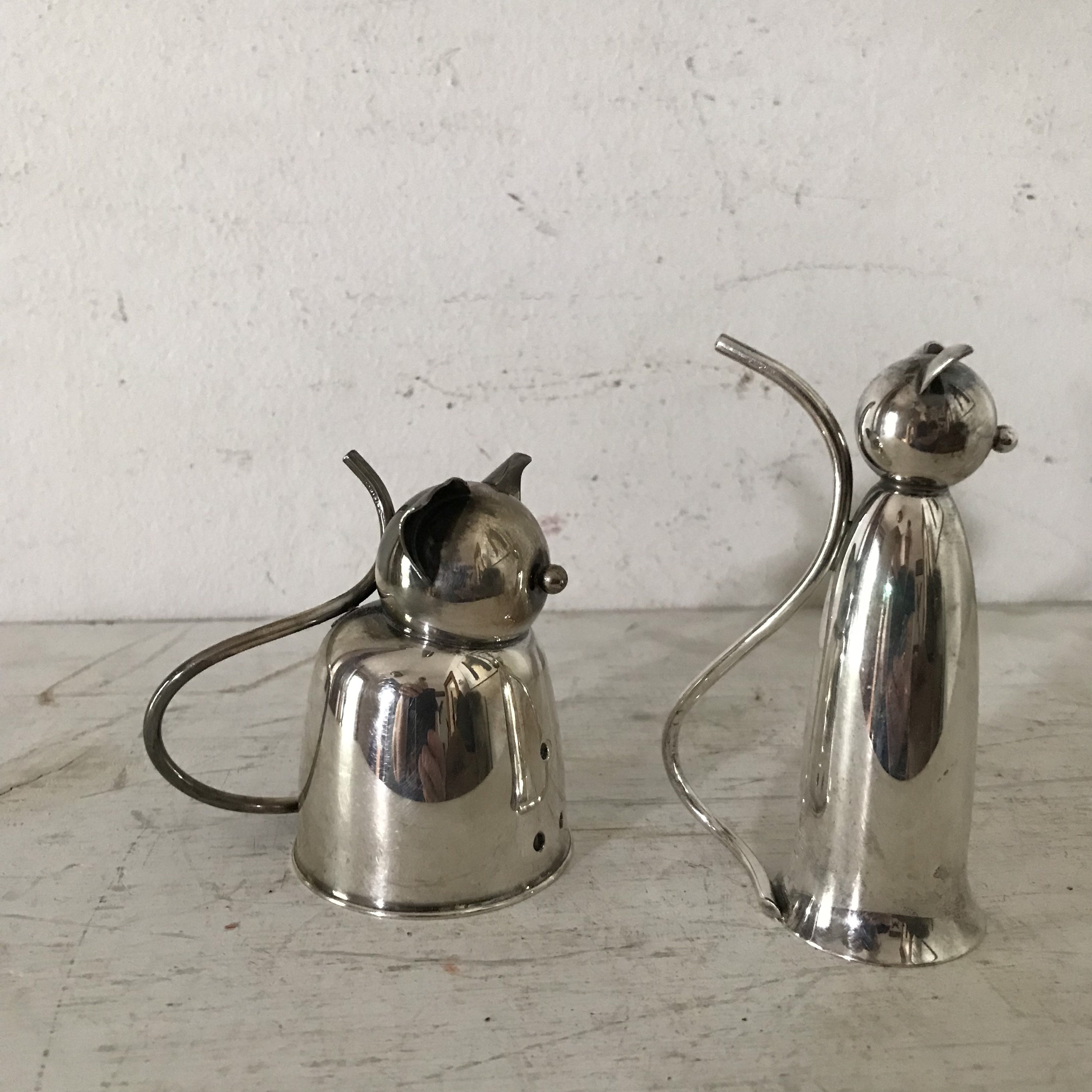 Antique Napier Cat and Mouse Jiggers Barware Cocktails Silver Plate Fat ...
