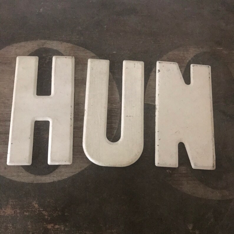 Antique Metal Letters HUN Wood Letter Store Sign Industrial ...