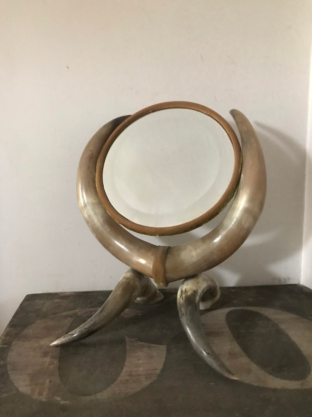 Antique Horn Mirror Victorian Western Shaving Mirror Vanity Mirror ...