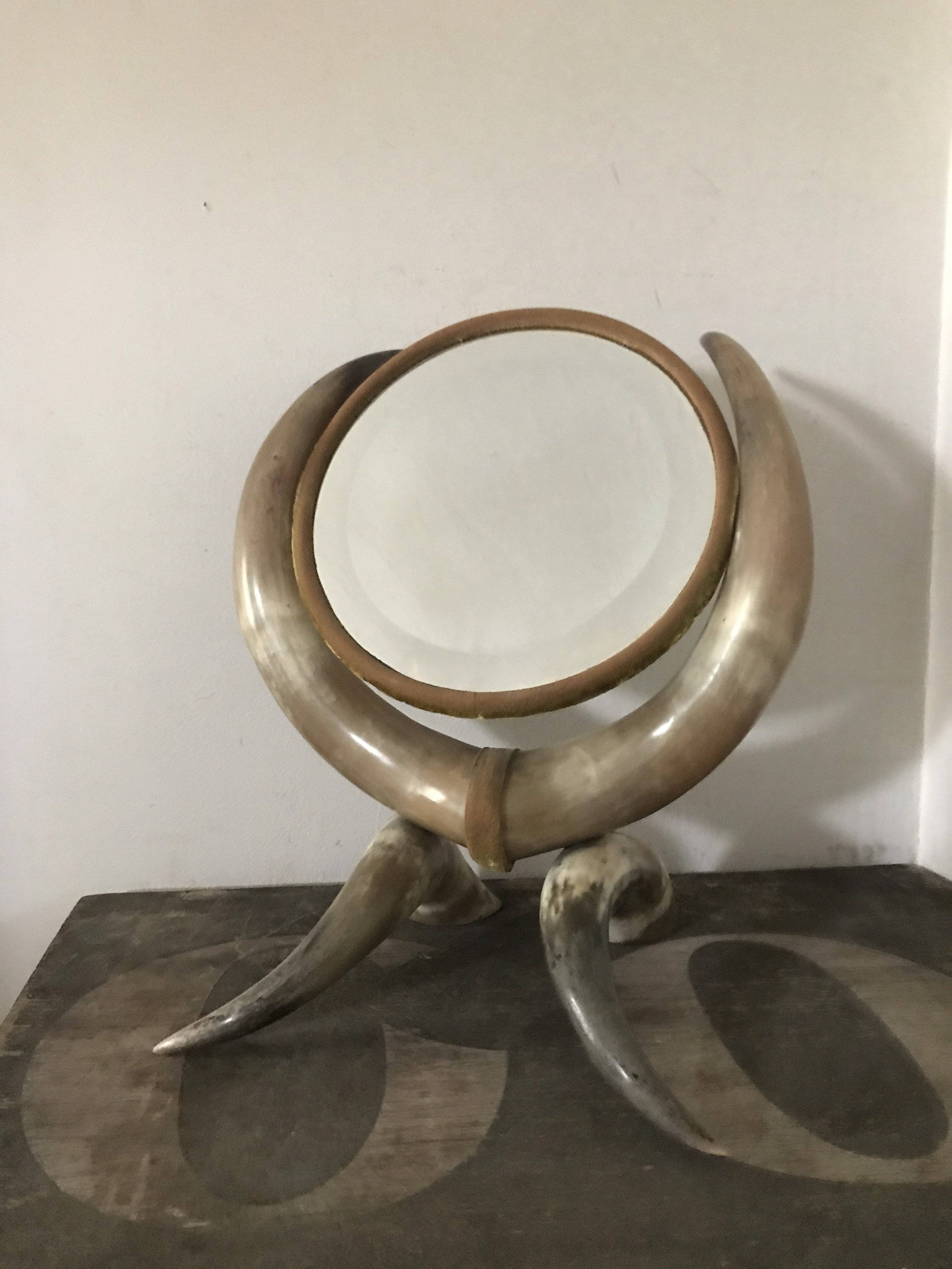 Antique Horn Mirror Victorian Western Shaving Mirror Vanity Mirror ...