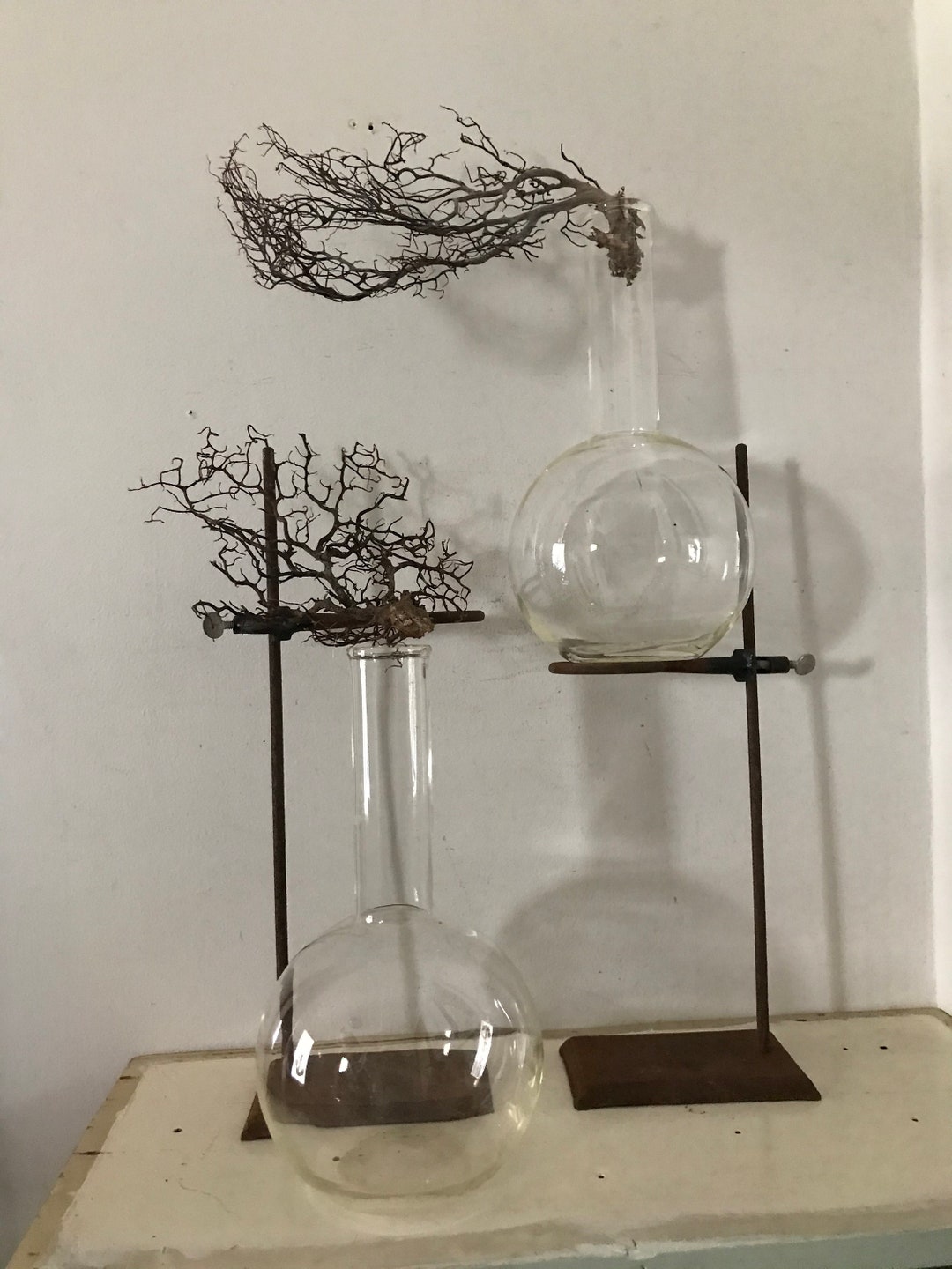 Antique Lab Rack Beaker Flask Test Tube Stands Scientific Botanical ...