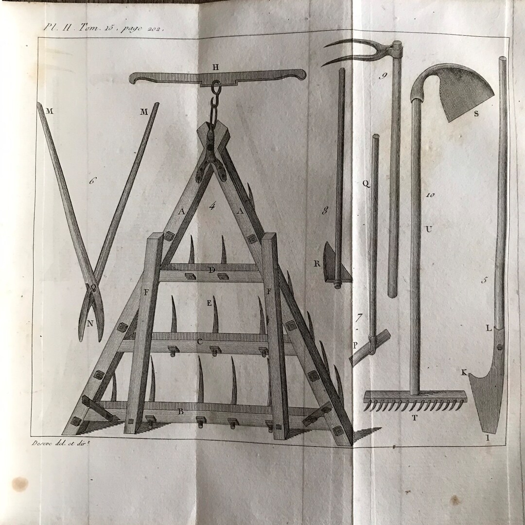 Antique French Industrial Print Garden Print Herbier Botany Tools ...