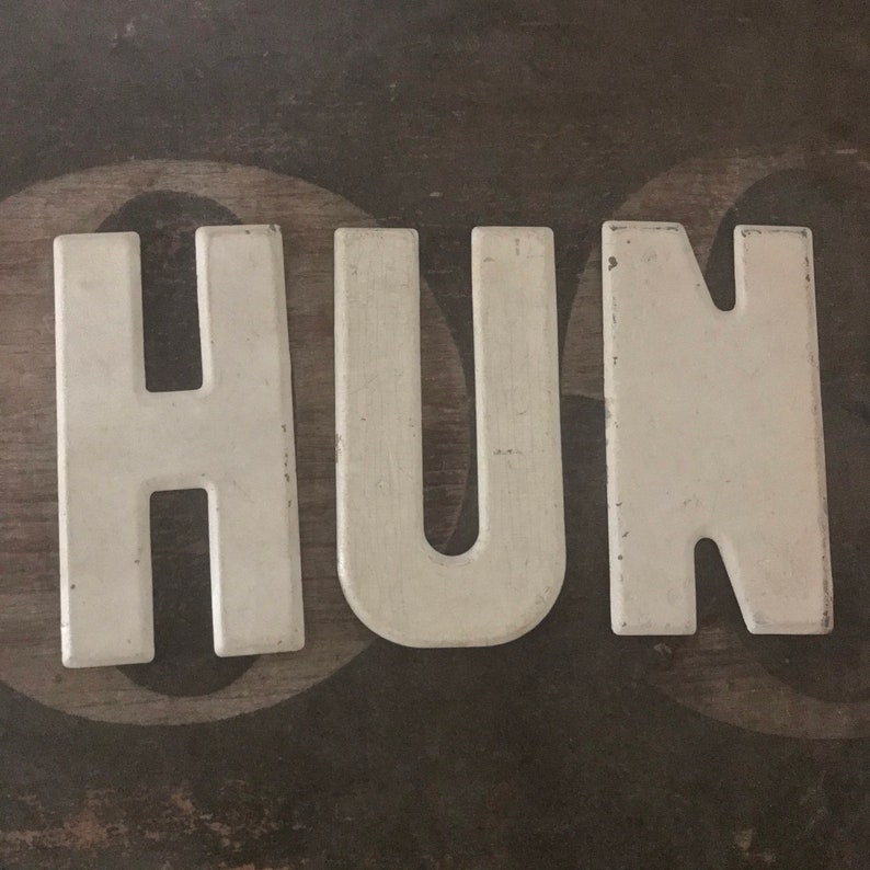 Antique Metal Letters HUN Wood Letter Store Sign Industrial - Etsy
