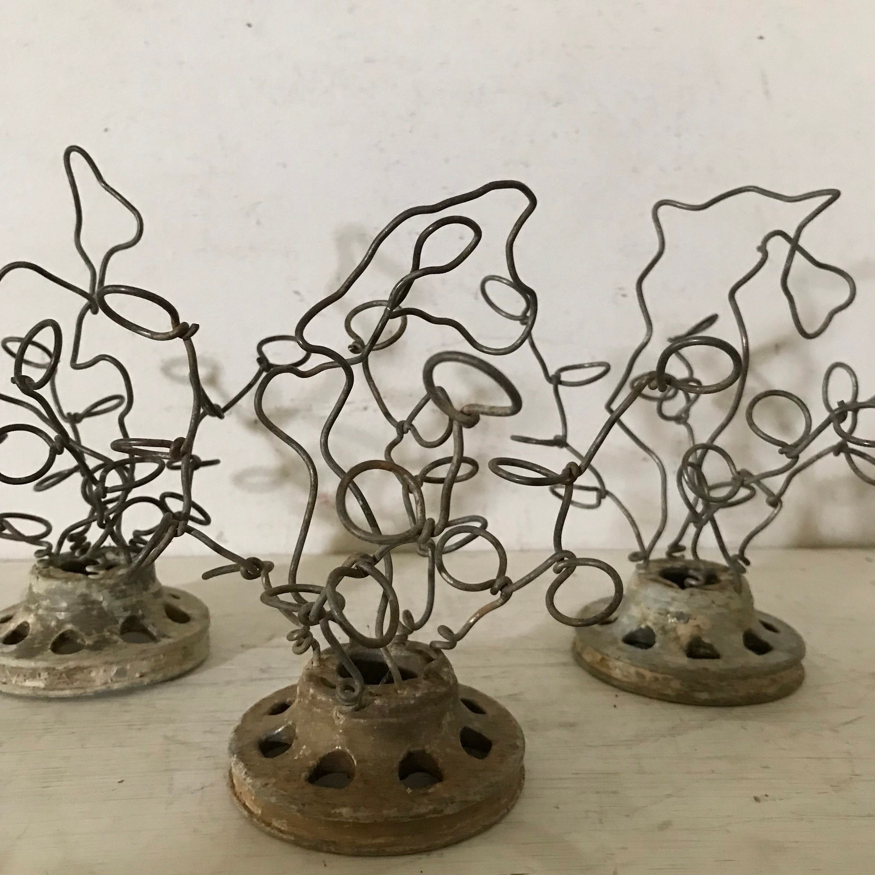 Antique Wire Flower Frogs Industrial Flower Arranger French Garden Wire ...